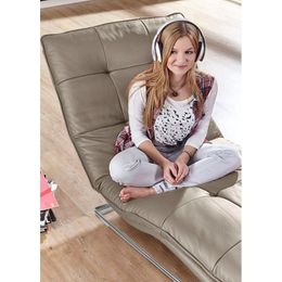 W.Schillig Relaxliege &raquo;daily dreams&laquo; in Waffelkissen-Optik, wahlweise mit Motor, Freischwingergestell braun Longlife Xtra-Leder Z59: Glattleder mit 