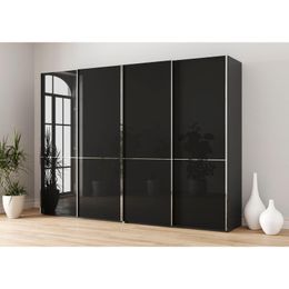 Musterring Schwebet&uuml;renschrank &raquo;Imola W&laquo; inkl. Einlegeb&ouml;den und Kleiderstangen, mit Glast&uuml;ren und Aufleistungen grau Floatglas, Holzwerkstoff B/H/T: 296,3cm x 