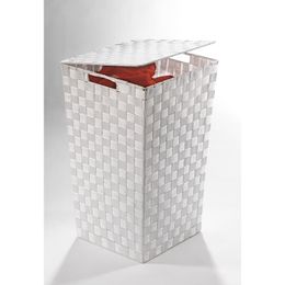 Locker W&auml;schekorb aus Nylon und Metall wei&szlig; B/H/T: 33cm x 54cm x 33cm