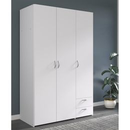 Parisot Kleiderschrank &raquo;Daily 2&laquo; wei&szlig; Holzwerkstoff Weiss, B/H/T: 120cm x 185cm x 51cm, Schubladen: 2 Stk. T&uuml;ren: 3 Stk.