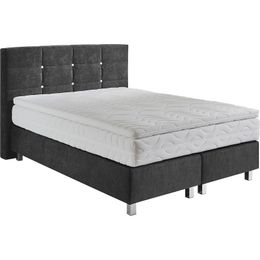 Westfalia Schlafkomfort Boxspringbett mit Kn&ouml;pfen in Kristalloptik, wahlweise mit Topper grau Bezug: Microvelours 100% Polyester;Polsterung: 100% Polyester Microvelours Ohne 