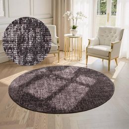 ELLE DECORATION Teppich &raquo;Prisma&laquo; rund 5 mm H&ouml;he Glanz-Effekt, Karo Design, Kachel-Optik, Wohnzimmer, Schlafzimmer,Flur braun Baumwolle, Polyester &Oslash; 