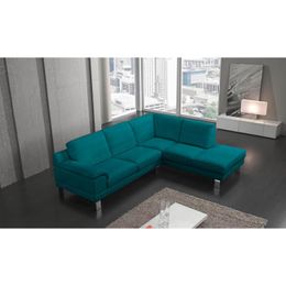 Egoitaliano Ecksofa &raquo;Shakira, Design und Sitzkomfort auf hohem Niveau, tolle Details&laquo; mit Ottomane, L-Form, elegante Metallf&uuml;&szlig;e blau B/H/T: 240cm x 84cm x 212cm, 