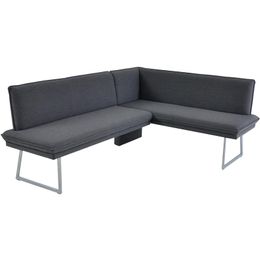 K+w Komfort & Wohnen K+W Komfort & Wohnen Eckbank mit Sattlernaht und schmaler Kufe, langer Schenkel rechts oder links grau B/H/T: 86cm x 60cm, Flachgewebe Q2 2250, langer