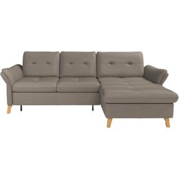 Sit & More sit&more Ecksofa &raquo;G&ouml;teborg&laquo; Sitztiefenverstellung und Federkern, wahlweise mit Bettfunktion grau B/H/T: 268cm x 90cm x 176cm, NaturLEDER Stoff, 