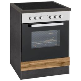 KOCHSTATION Herdumbauschrank &raquo;KS-Tulsa&laquo; 60 cm breit, f&uuml;r Einbau-Herdset braun grafit, B/H/T: 60cm x 85cm x 60cm