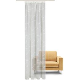 GERSTER Gardine &raquo;Rika&laquo; Kr&auml;uselband 1 Stk. tlg. Fertigschal Scherli wirrwarr - nature line wei&szlig; Wirkware, Polyester 245cm, Kr&auml;uselband, 140cm