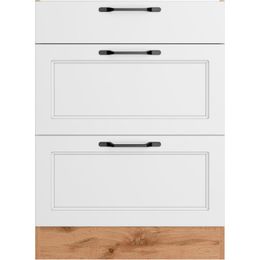 KOCHSTATION Unterschrank &raquo;KS-Lana&laquo; Breite 60 cm wei&szlig; Holzwerkstoff, MDF wotaneiche, B/H/T: 60cm x 82cm x 60cm, Schubladen: 1 Stk.