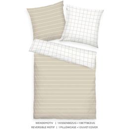 Tom Tailor HOME Bettw&auml;sche &raquo;CHECK AND STRIPES in Gr. 135x200cm oder 155x220cm&laquo; 2 Stk. new bedroom, gewebtes Label wei&szlig; Renforc&eacute;, Obermaterial: 100% 