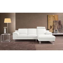Egoitaliano Ecksofa &raquo;Shakira, Design & Sitzkomfort auf hohem Niveau, Breite 236cm, L-Form&laquo; mit Recamiere, L-Form, edle F&uuml;&szlig;e wei&szlig; Leder &raquo;BULL&laquo; (echtes Rindsleder).