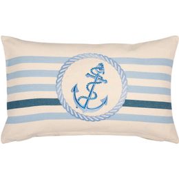 Pad Dekokissen &raquo;SEA&laquo; Kissenh&uuml;lle ohne F&uuml;llung, maritim, Motiv Anker, 1 St&uuml;ck blau Baumwolle B/L: 50cm x 30cm, 1 Stk.