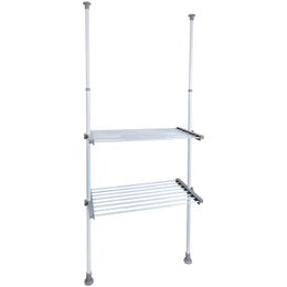 Wenko Teleskopregal &raquo;Modell Herkules Twin&laquo; Set, 2 Tr&auml;gerstangen, 2 verstellbare Ablagen, ideal f&uuml;r Bad & Abstellkammer grau Kunststoff, Metall B/H/T: 