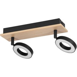 Eglo Deckenleuchte &raquo;Rielves Deckenlampe, Holz und Metall, Spotbalken schwenkbar, Lampe&laquo; LED-Modul 1 Stk. Warmwei&szlig; Spot - L28 x B7 x H17,5 cm - braun, 