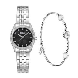 DKNY Damen DKNY Quarzuhr &raquo;Logo Watch Set&laquo; Armbanduhr, Damenuhr, Edelstahlarmband, Ideal auch als Geschenk Einheitsgr&ouml;&szlig;e