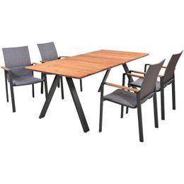 Garden Pleasure Garten-Essgruppe &raquo;DAVINA&laquo; 5 tlg. tlg. stapelbar braun Aluminium, FSC -zertifiziertes Massivholz, Polyester B/H/T: 290cm x 89cm x 180cm