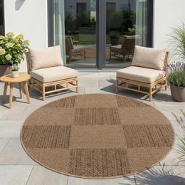 Ayyildiz Teppiche Outdoorteppich &raquo;TIMBER 1405, auch als L&auml;ufer und Rund&laquo; rund 5 mm H&ouml;he L&auml;ufer, Rund, In und Outdoor, Jute Sisal Optik, Wohnzimmer, Terasse braun 