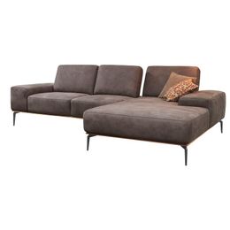 W.Schillig Ecksofa &raquo;run, Designsofa mit tollem Sitzkomfort, bequem, L-Form&laquo; mit Holzsockel, F&uuml;&szlig;e in Schwarz pulverbeschichtet, Breite 279 cm braun 