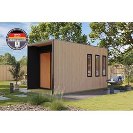Karibu Saunahaus &raquo;Matheo, Douglasie&laquo; verschiedene Varianten beige Bio-Ofen, externe Steuerung, 9 kW