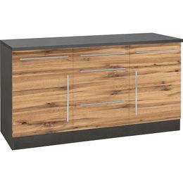 KOCHSTATION Unterschrank &raquo;KS-Samos&laquo; Breite 150 cm braun Holzwerkstoff grafit, B/H/T: 150cm x 85cm x 60cm