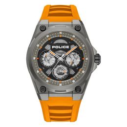 Police Herren Quarzuhr &raquo;Dominion&laquo; Armbanduhr, Herrenuhr, Silikonarmband, analog, Tag, Wochentag orange Einheitsgr&ouml;&szlig;e