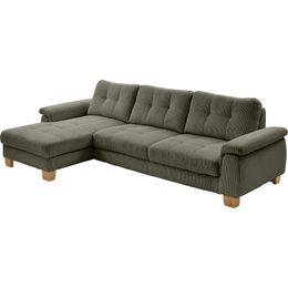 Die PlanBar Ecksofa &raquo;PP-LA19101 L-Form, Breite 316 cm&laquo; wahlweise mit Schlaffunktion und verstellbaren Kopfst&uuml;tzen, in Cord grau 88% Polyester;12% 