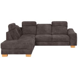 Home Affaire Ecksofa &raquo;Dundee L-Form&laquo; wahlweise mit Kopfteilverstellung und zus&auml;tzlich mit Schlaffunktion braun Luxus-Microfaser Florence (100% 