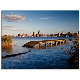 Artland Leinwandbild &raquo;Blick auf Rostock&laquo; Deutschland 1 Stk. tlg. auf Holzrahmen gespannt blau Leinwand B/H/T: 60cm x 45cm, Leinwandbild Deutschland Querformat