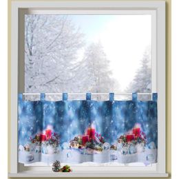 Weckbrodt-Gardinen Scheibengardine &raquo;rote Kerzen&laquo; Schlaufen 1 Stk. tlg. Bistro, Microsatin, Weihnachten, HxB 45x120cm, Gardine, Store bunt Microfaser, Polyester 45cm, 