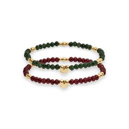 s.Oliver Damen s.Oliver Armband Set &raquo;Colorful Beads&laquo; mit Glasstein bunt 18cm, Edelstahl