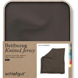 Schlafgut Bettbezug &raquo;Premium Bettbezug Knitted Jersey (1 St)&laquo; Ton-in-Ton Rei&szlig;verschluss, Bio-Baumwolle mit Elasthan, Uni, OEKO Tex beige Jersey, Obermaterial: 