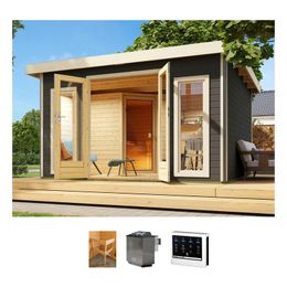 Konifera Saunahaus &raquo;Maiko 3 SET A&laquo; Ofen 9 kW Bio externe Strg easy grau Bio-Ofen, externe Steuerung, 9 kW