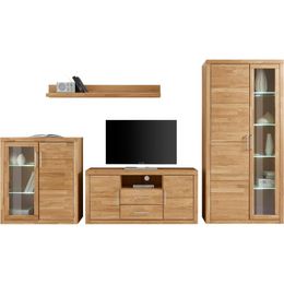 OTTO home Wohnwand &raquo;Logo&laquo; Set, 4 Stk. tlg. braun Holzwerkstoff Holzwerkstoff eichefarben (Korpus) / Massivholz Eiche (Front)