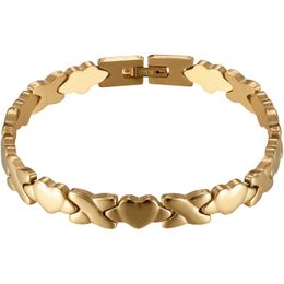 Firetti Damen Armband &raquo;Schmuck Geschenk Edelstahl Armschmuck Gliederarmband X und Herz&laquo; gold 19,8cm, Edelstahl