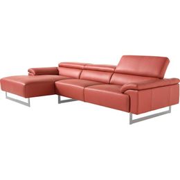 Egoitaliano Ecksofa &raquo;Malika, edel und bequem, Designsofa mit hochwertigen Bez&uuml;gen, L-Form&laquo; mit Recamiere, inkl. Kopfteilverstellung und chromfarbenen Metallf&uuml;&szlig;en 