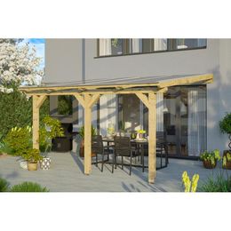 Skan Holz Terrassendach &raquo;Bormio&laquo; beige Polycarbonat (PC) B/H/T: 434cm x 241cm x 350cm, naturbelassen