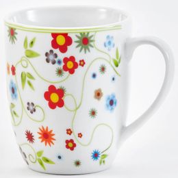 Van Well Becher &raquo;Vario Flower&laquo; sp&uuml;lmaschinen- und mikrowellengeeignet, 6-teilig bunt Porzellan 9,5cm, 300ml, 6 Stk.