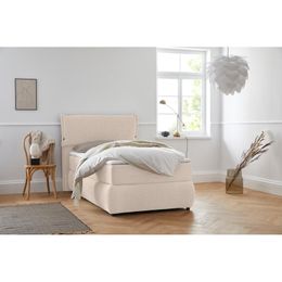 OTTO home Boxspringbett &raquo;Jenson&laquo; in 4 Farben, 4 Breiten, 3 Matratzenarten in 2 H&auml;rtegraden, Topper beige Struktur weich (85% Polyester/15% Nylon) 