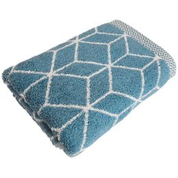 Framsohn frottier Duschtuch &raquo;Design Jacquard Prisma Badetuch&laquo; mehrfarbig gewebtem Saum, hergestellt in &Ouml;sterreich blau Jacquard-Walkfrottier, 