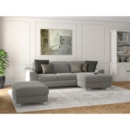 Sit & More sit&more Ecksofa &raquo;Dundee L-Form&laquo; mit Federkern und Edelstahlf&uuml;&szlig;en, wahlweise mit Kopfteilverstellung grau B/H/T: 264cm x 86cm x 175cm, Struktur, 