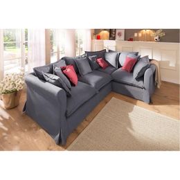 Home Affaire Ecksofa &raquo;Luise L-Form&laquo; mit vielen losen Kissen und abnehmbarer Husse grau Struktur 100% Polyester B/H/T: 275cm x 75cm x 192cm, Webstoff, 