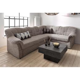 DOMO collection Ecksofa &raquo;Papenburg B/T/H: 242/190/84 cm L-Form&laquo; wahlweise mit Bettfunktion, Langer Schenkel links oder rechts grau Struktur ( 90% 