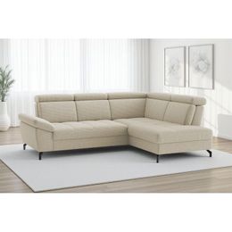 Sit & More sit&more Ecksofa &raquo;Vanity; L-Form, B. 254 cm&laquo; Inkl.Sitz-,Kopf-und Armteilverstellung 100% Polyester B/H/T: 254cm x 84cm x 197cm, Cord, Ottomane rechts,