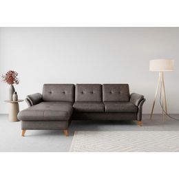 Sit & More sit&more Ecksofa &raquo;G&ouml;teborg&laquo; Sitztiefenverstellung und Federkern, wahlweise mit Bettfunktion braun B/H/T: 268cm x 90cm x 176cm, Luxus-Microfaser, 