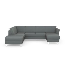 Sit & More sit&more Wohnlandschaft &raquo;Visby U-Form&laquo; Wahlweise mit Schlaffunktion und Stauraum, frei im Raum stellbar grau B/H/T: 303cm x 87cm x 213cm, Chenille, 
