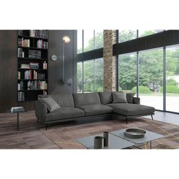 Egoitaliano Ecksofa &raquo;Sophia, Designsofa mit extrakomfortablem Sitzkomfort, Breite 274cm&laquo; mit Daunenfederung, L-Form grau Luxus-Micofaser Lederoptik (100% 