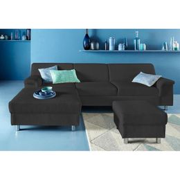 DOMO collection Ecksofa &raquo;Jamie, modern und elegant, Fu&szlig;h&ouml;he 9cm, L-Form,&laquo; wahlweise mit Bettfunktion schwarz B/H/T: 251cm x 72cm x 80cm, Luxus-
