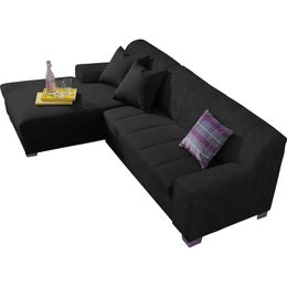 Home Affaire Ecksofa &raquo;Anzio, elegant und gem&uuml;tlich, Breite 239cm, L-Form&laquo; wahlweise mit Bettfunktion schwarz B/H/T: 239cm x 75cm x 82cm, Microfaser 