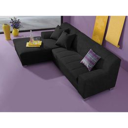 Home Affaire Ecksofa &raquo;Anzio, elegant und gem&uuml;tlich, Breite 239cm, L-Form&laquo; wahlweise mit Bettfunktion schwarz B/H/T: 239cm x 75cm x 82cm, Microfaser 
