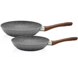Kr&uuml;ger Pfannen-Set &raquo;Nevada&laquo; Aluminium Set, 2 Stk. tlg. Soft-Touch-Griff, &Oslash; 24/28 cm, Induktion grau Einheitsgr&ouml;&szlig;e