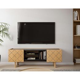 WOODMAN Sideboard &raquo;Porto&laquo; Kommode, dekorative Fr&auml;sungen, mit Eichenholzfurnier, Breite 175 cm schwarz FSC -zertifiziertes teilmassives Holz B/H/T: 175cm x 